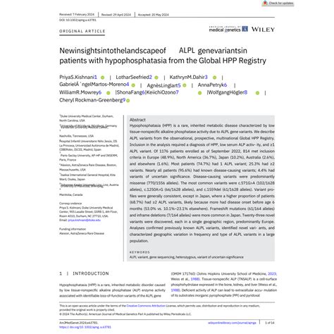 New Insights Into The Landscape Of Alpl Gene Variants In Patients With