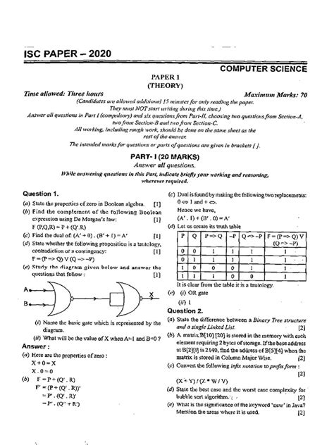 Isc 2020 Solved Paper Computer Science Pdf