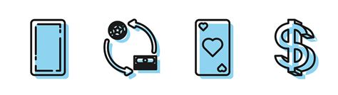 하트 기호와 라인 재생 카드 다시 카드 재생 카지노 칩 달러와 달러 기호 아이콘의 스택에 교환 벡터 0명에 대한 스톡 벡터 아트