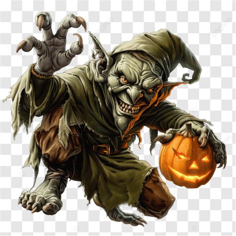 할로윈을위한 녹색 고블린 의상 섬뜩한 메이크업 아이디어 유령의 집 소품 장식 투명 배경에 고립 위험한 녹색 고블린 너덜너덜한 할로윈 으스스한 시즌 으스스한 고블린 의상