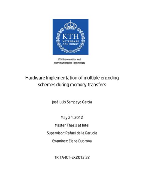Pdf Hardware Implementation Of Multiple Encoding Schemes During Memory Transfers