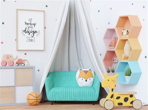 아이 방 Psd 이랑에서 포스터 프레임 프리미엄 Psd 파일