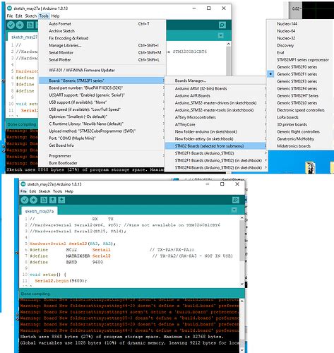 Not Able To Send And Receive Data Using Serial2 On STM32F10C6T8 Blue