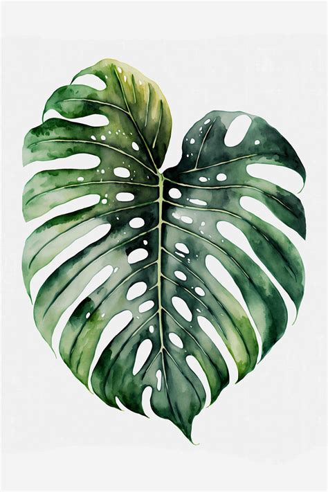 Watercolor Monstera Leaf Digital Art Print Instant Download Printable