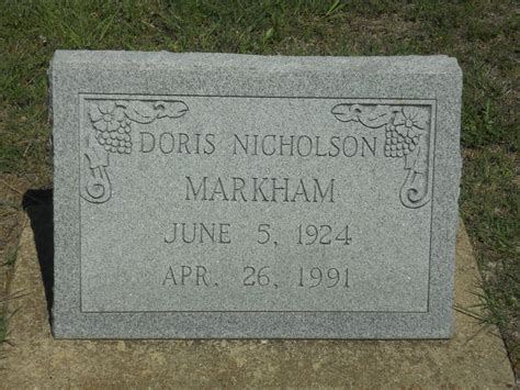 Doris Nicholson Markham 1924 1991 Find A Grave Memorial