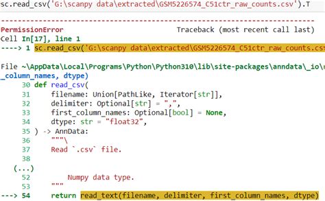 Im Having Error Opening Up A File Using Scanpy In Jupyter Notebook It