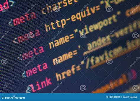 Html Header Markup Macro Stock Image Image Of Hypertext 117206287