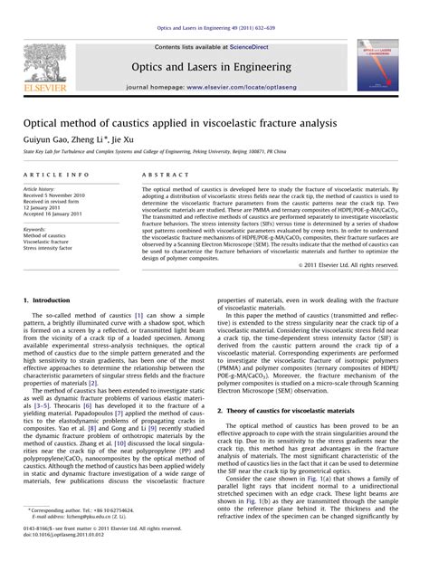 Pdf Optical Method Of Caustics Applied In Viscoelastic Fracture Analysis