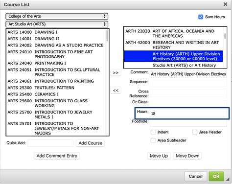 how to add an elective to a program requirement table kent state