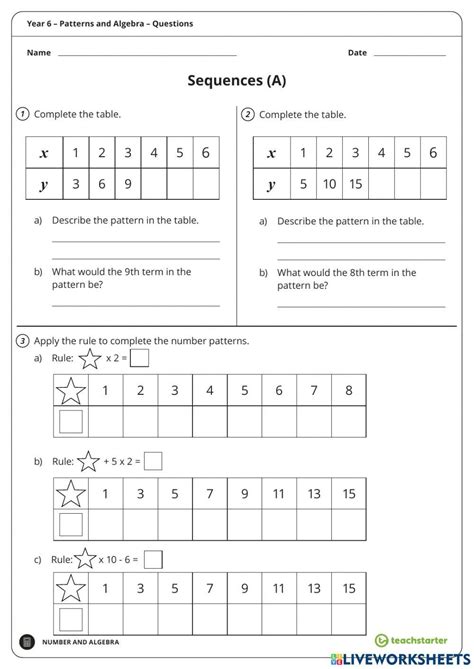 Free Pattern Tables Worksheet Download Free Pattern Tables Worksheet