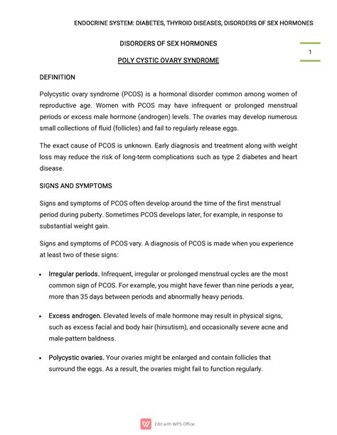 Disorders OF SEX Hormones D I S O R D E R S O F S E X H O R MO N E S P O L Y C Y S T I C O V