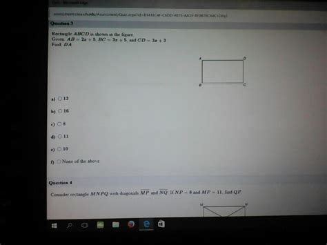 Solved Rectangle ABCD Is Shown In The Figure Given AB X Chegg