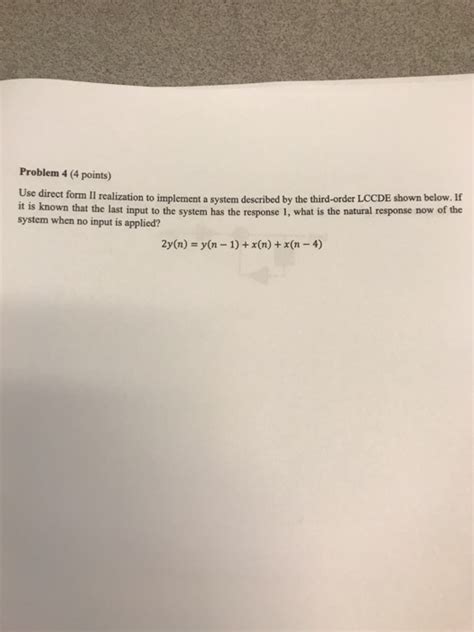 solved problem 4 4 points use direct form ii realization