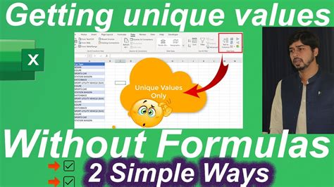 How To Extract Unique Values In Excel Without Using Formulas And Without Vba Youtube