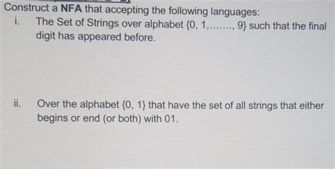 Solved Construct A NFA That Accepting The Following Chegg