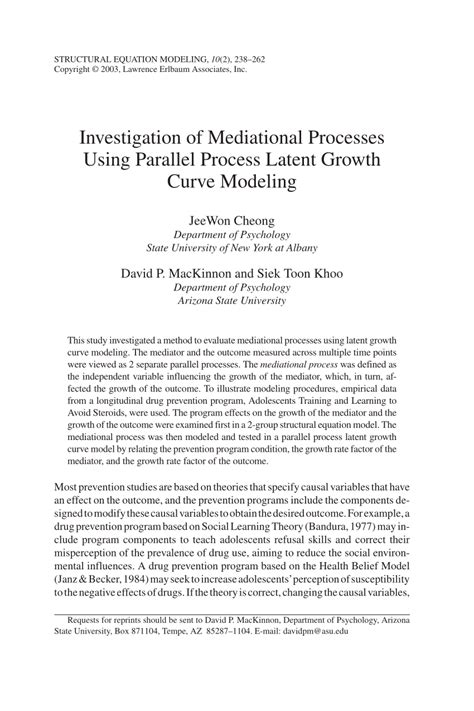 Pdf A Latent Growth Modeling Approach To Mediation Analysis