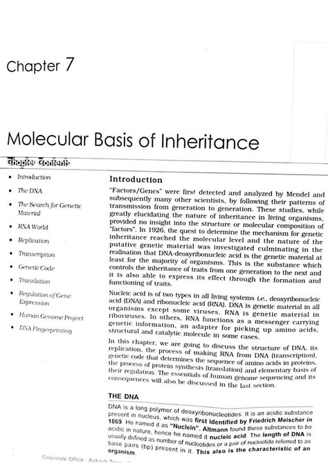 SOLUTION Molecular Basis Of Inheritance Short Notes Studypool