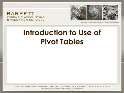 PPT Introduction To Use Of Pivot Tables PowerPoint Presentation Free Download ID 2535544