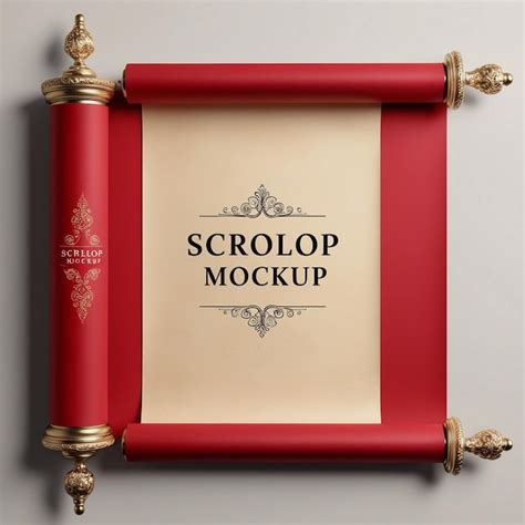 Elegant Red Scroll Design Mockup Premium Ai Generated Image Elegant Red Scroll Design Mockup Premium Ai Generated Image