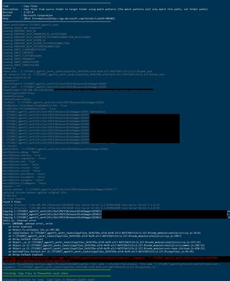 Azure Devops TFS Build Fails On A Copy Files Step With The Error