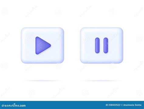 D Set Of Pause And Play Buttons Player Concept Button Click Push The Button Start Forward