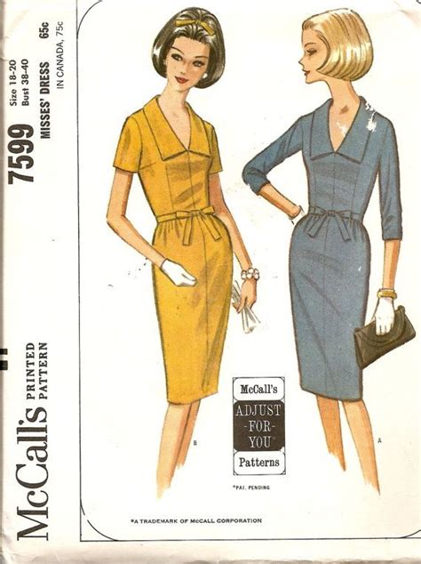 1960s Sewing Patterns 60s Wiggle Dress Pinup V Neckline Etsy