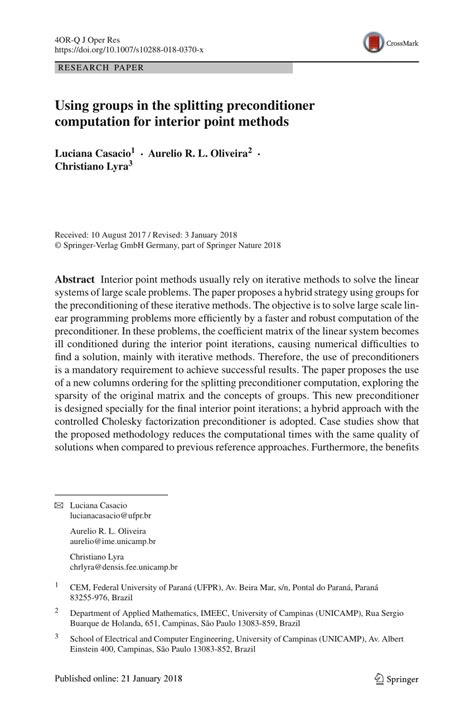 Pdf Using Groups In The Splitting Preconditioner Computation For