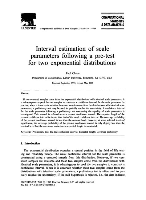 Pdf Interval Estimation Of Scale Parameters Following A Pre Test For