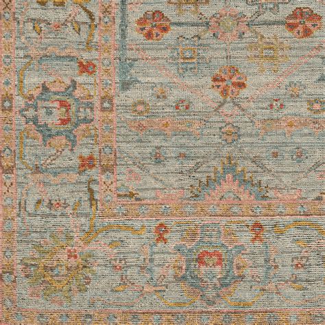 Reign Pale Blue And Dusty Rose Woolcotton Area Rug The Well Appointed