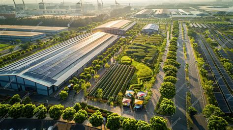 Premium Photo Aerial View Of A Sustainable Industrial Park Featuring