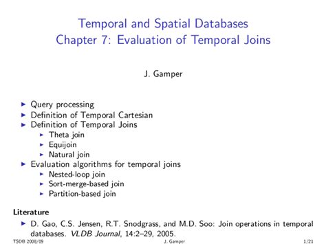 Evaluation Of Temporal Joins Temporal And Spatial Databases Lecture 07 Slides Computer Science