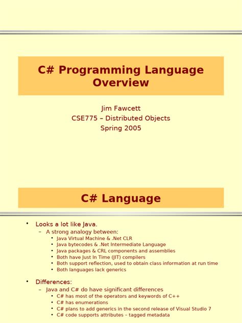 C Sharp Overview Pdf C Sharp Programming Language C