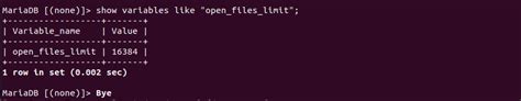 MariaDB Change Open Files Limit ServerOK
