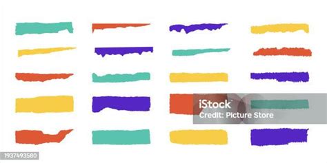 가장자리가 찢어진 종이 스트립 벡터 아이콘 집합입니다 텍스트 박스에 대한 스톡 벡터 아트 및 기타 이미지 텍스트 박스 다중