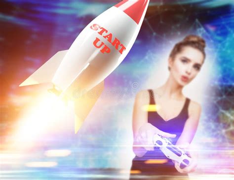 Geek Girl With A Gamepad Start Up Rocket Stock Illustration Illustration Of Icon Geek 94921966