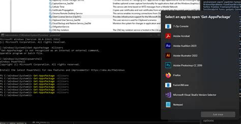 Get Appxpackage Andor Powershell Broken Select App Dialogue Opens