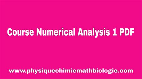 Course Numerical Analysis 1 Pdf