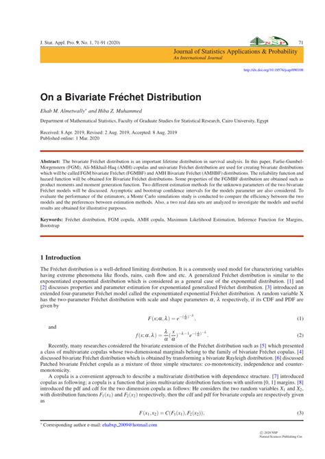 pdf on a bivariate fréchet distribution