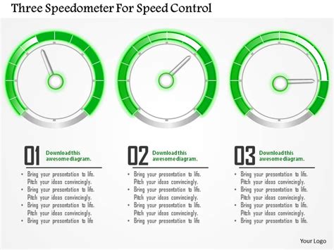 three speedometer for speed control powerpoint template powerpoint