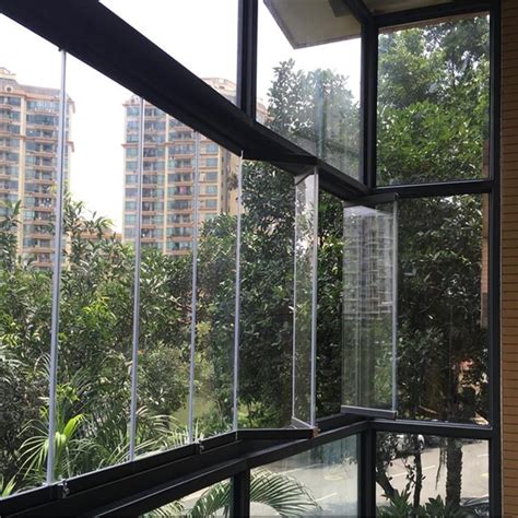 Aluminium Accordion Sliding Bi Fold Balcony Glazing Folding Invisible