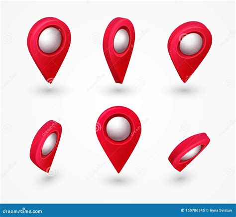 Map Pointer 3d Pin Location Symbols Vector Set Isolated On White Background Stock Vector
