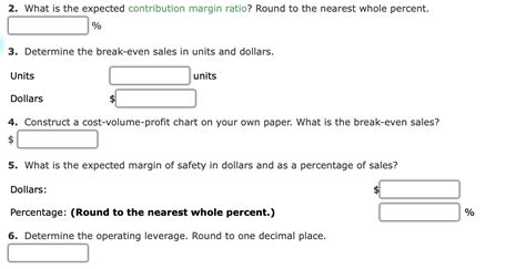 Solved Contribution Margin Break Even Sales