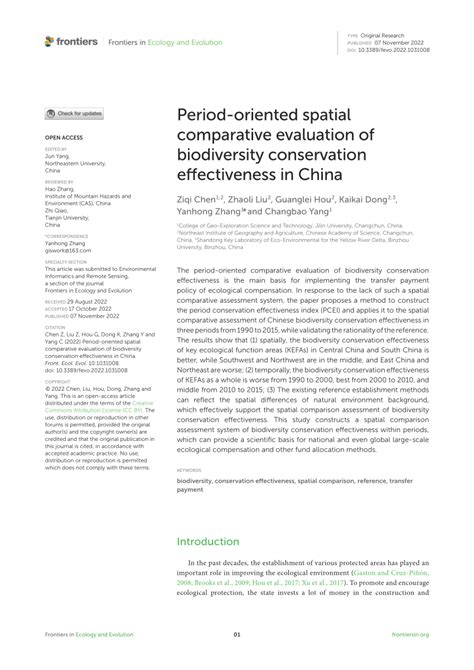 Pdf Period Oriented Spatial Comparative Evaluation Of Biodiversity Conservation Effectiveness