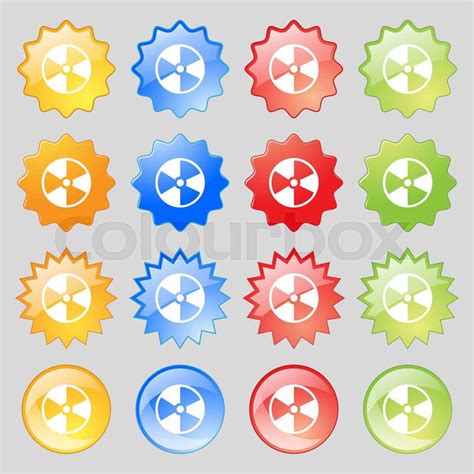 Radioactive Icon Sign Big Set Of 16 Colorful Modern Buttons Colourbox