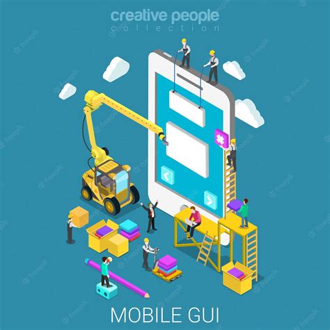 Premium Vector Mobile Gui Prototype Flat Isometric