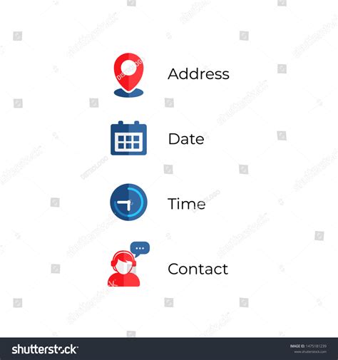 Address Date Time Contact Icons Vector Stock Vector Royalty Free 1475181239 Shutterstock