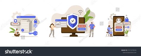 Characters Using Cyber Security Services Protect Stock Vector Royalty