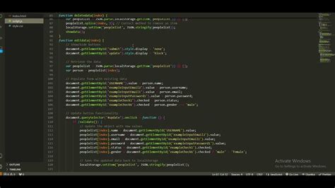 Crud Operation Using Htmlcssjs Using Local Storage Youtube
