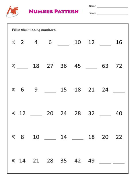 in 2 number pattern ws4 pdf