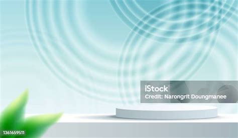 투명 투명 한 차분한 물 표면 질감의 프리미엄 포디움 디스플레이 화장품 보습제 배경에 대 한 스플래시와 거품 배경의 그림자 스튜디오 무대 벡터 설계 강단에 대한 스톡 벡터